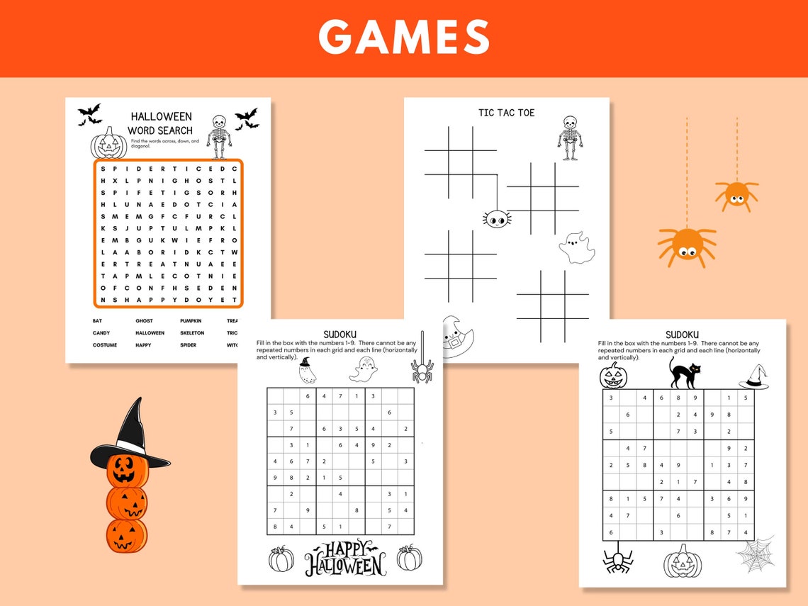 Halloween Activity Sheets Printable Halloween Games Halloween - Etsy