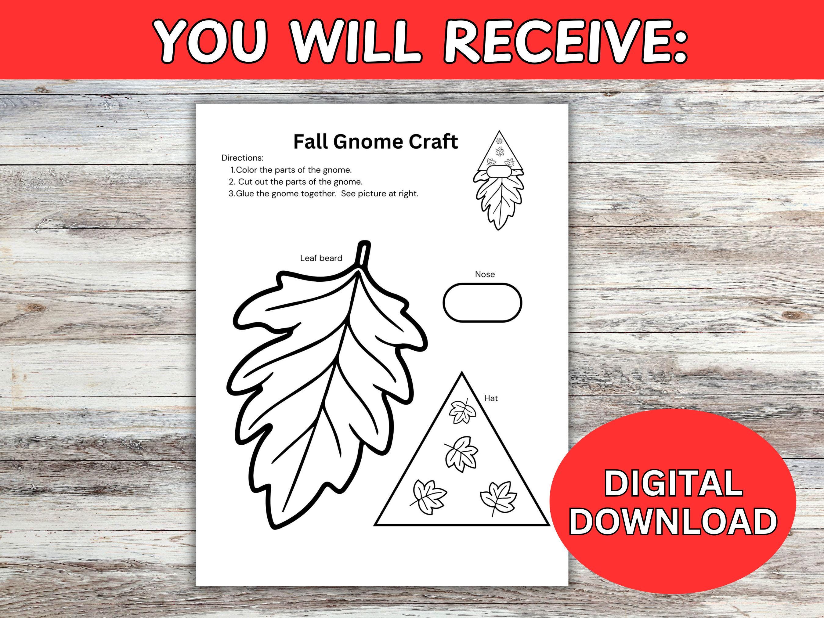 Fall Gnome Craft: Printable Coloring Template (digital Download) - Etsy