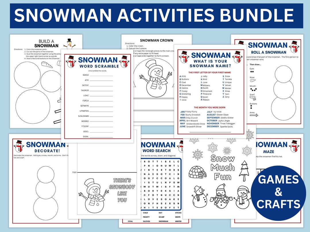 Snowman Winter Games Printable Snowman Crafts Winter Crafts Snowman ...