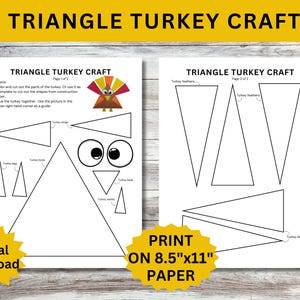 Triangle Shape Turkey Craft for Kids, Build a Turkey Craft, Printable ...