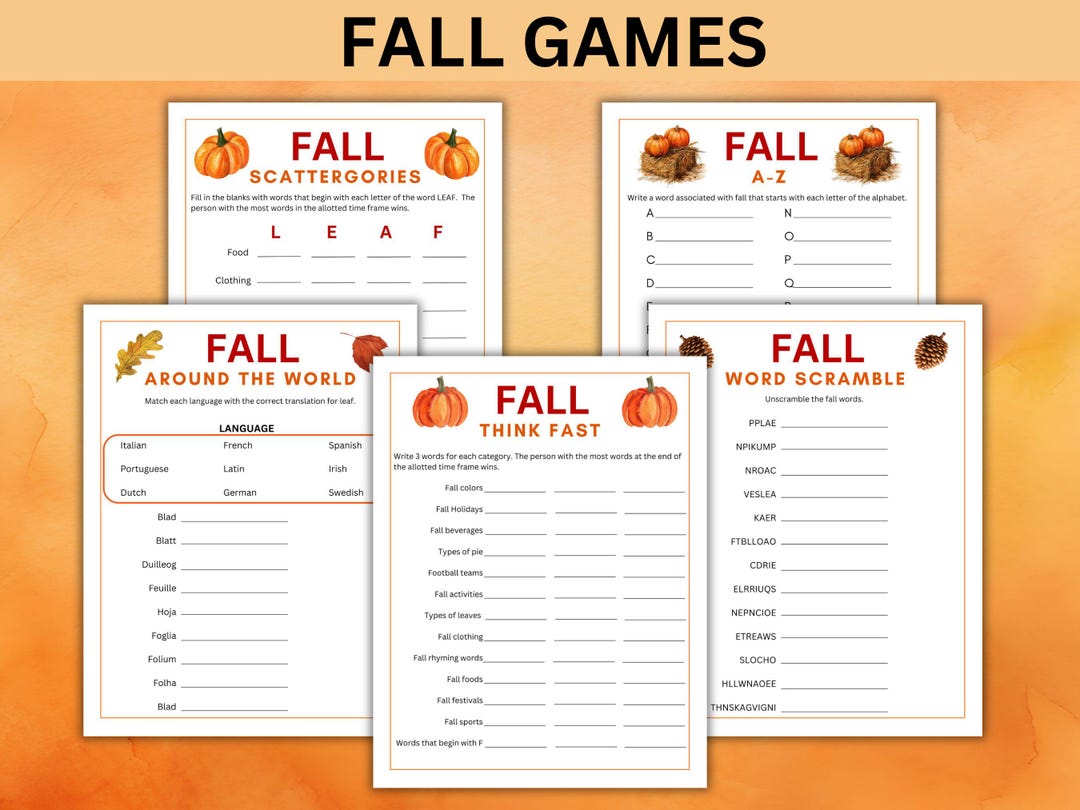 Fall Games, Fall Activities for Kids and Adults, Autumn Games, Fall ...