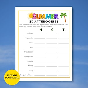 Summer Games, Printable Summer Game, Summer Activities, Summer Party ...