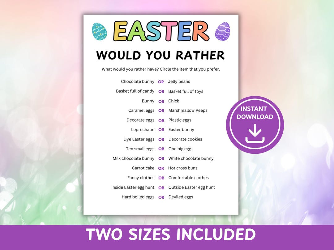 Easter Would You Rather Game | Easter Questions for Kids | Easter Party ...