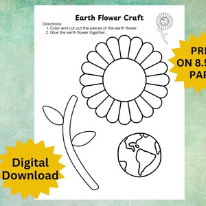 Earth Day Flower Craft: Printable Kids Activity (PDF) - Etsy