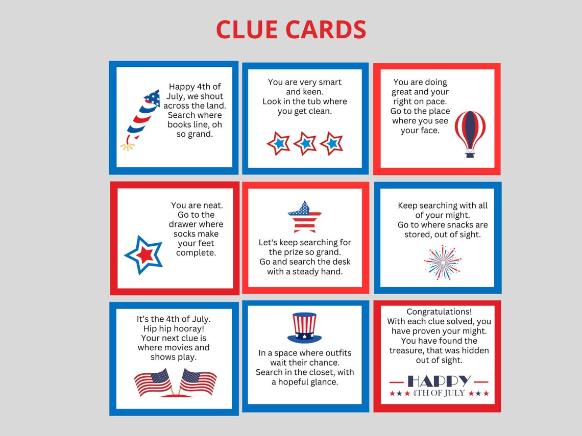 4th of July Scavenger Hunt for Kids Fourth of July Treasure Hunt ...