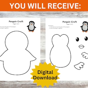Printable Penguin Craft for Kids: Winter Activity (digital Download) - Etsy