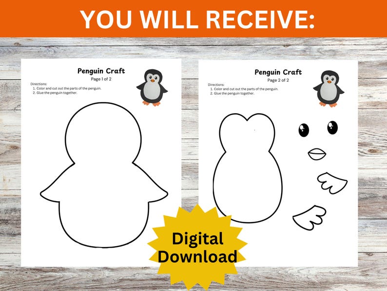 Printable Penguin Craft for Kids: Winter Activity (digital Download) - Etsy