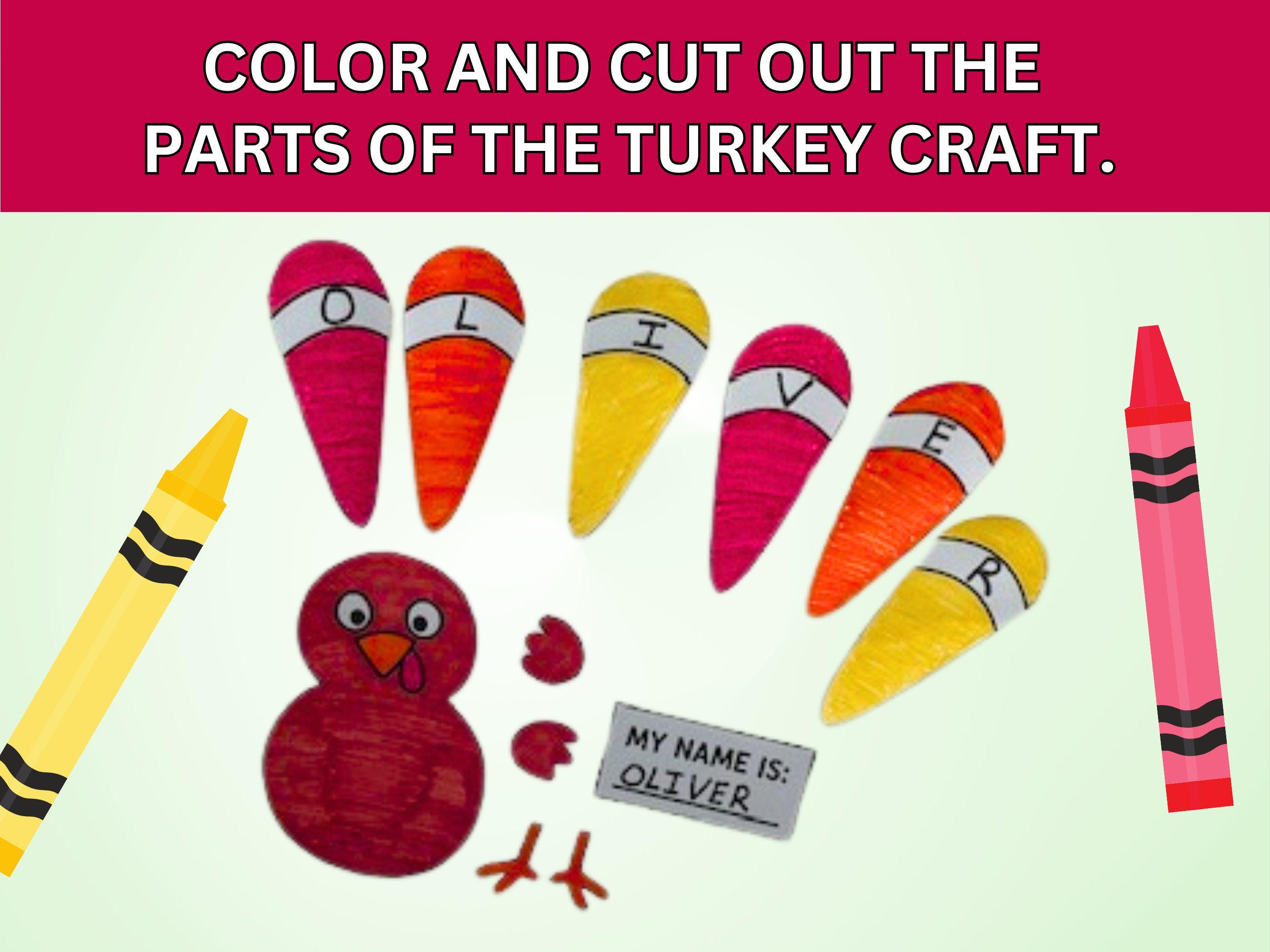 Printable Name Turkey Craft for Kids, Thanksgiving Activity, Turkey ...