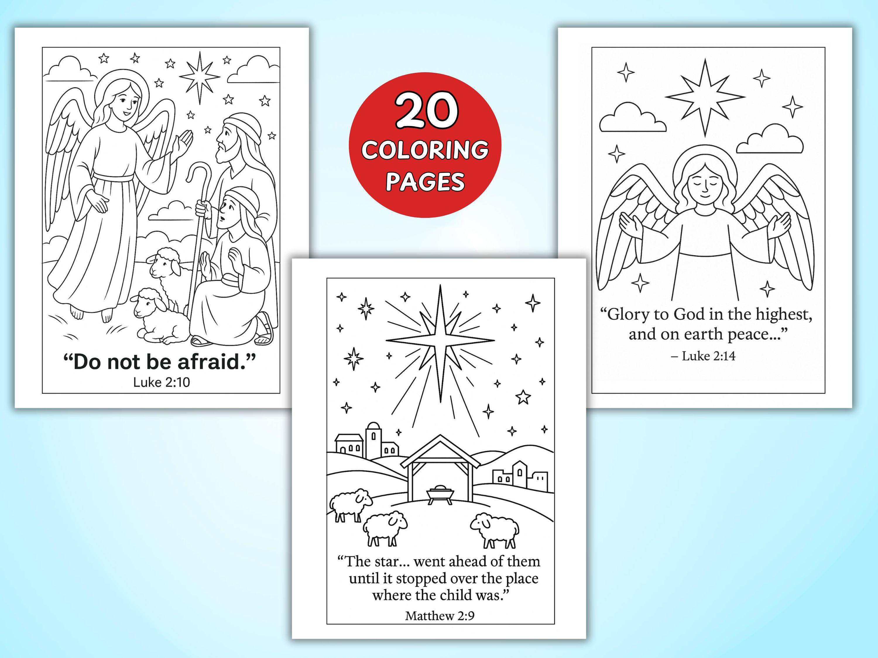 Christian Christmas Coloring Pages for Kids, Bible Verses, Sunday ...