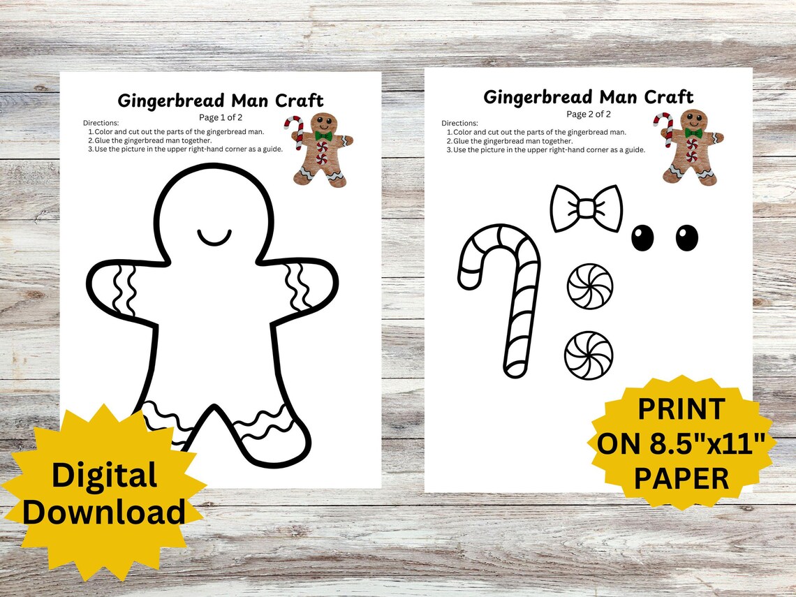 Gingerbread Man Craft for Kids, Printable Build a Gingerbread ...