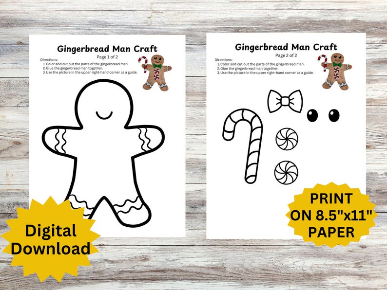 Gingerbread Man Craft for Kids, Printable Build a Gingerbread ...