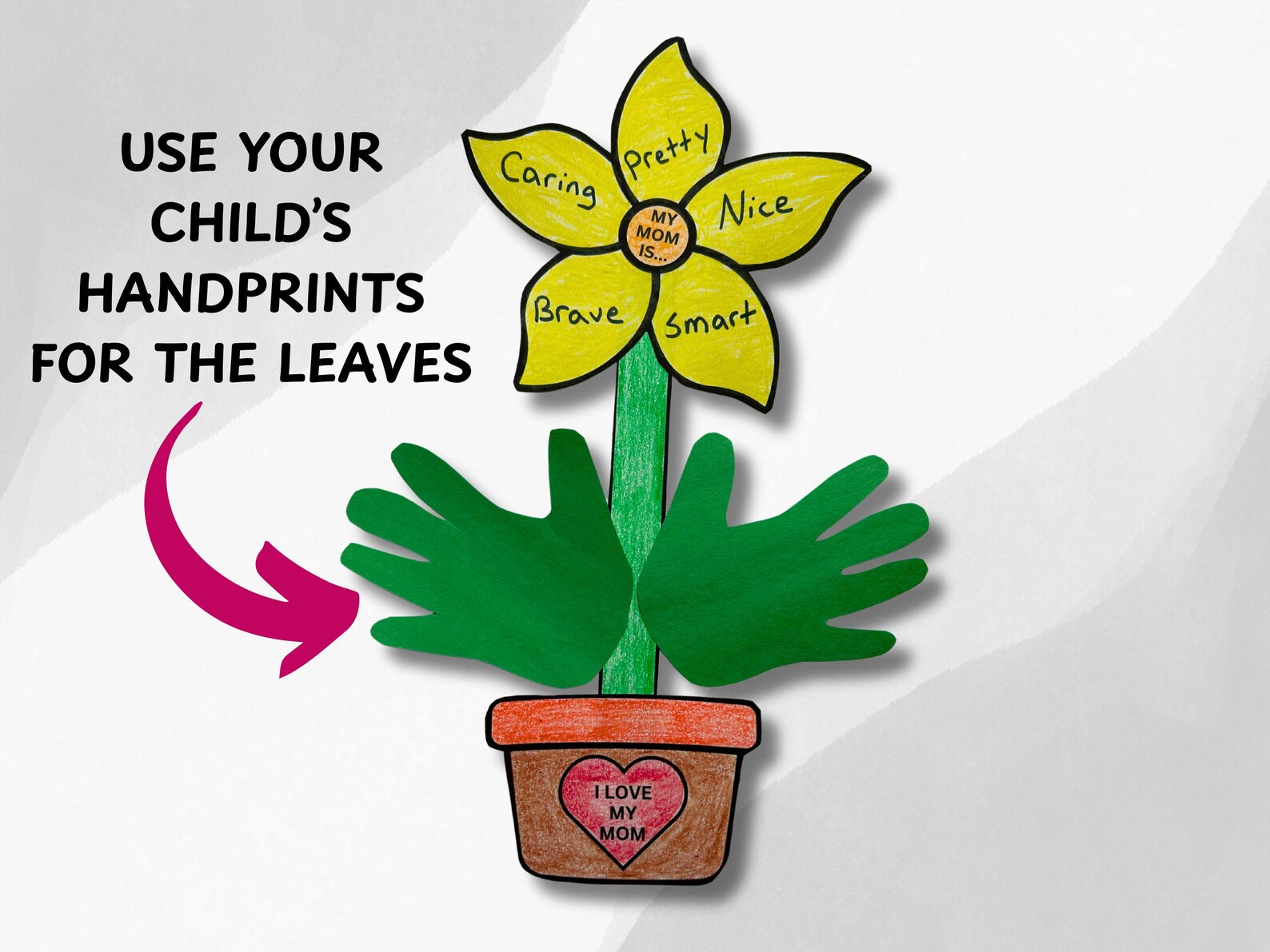 Mother's Day Handprint Flower Craft: Printable Coloring Page (PDF) - Etsy