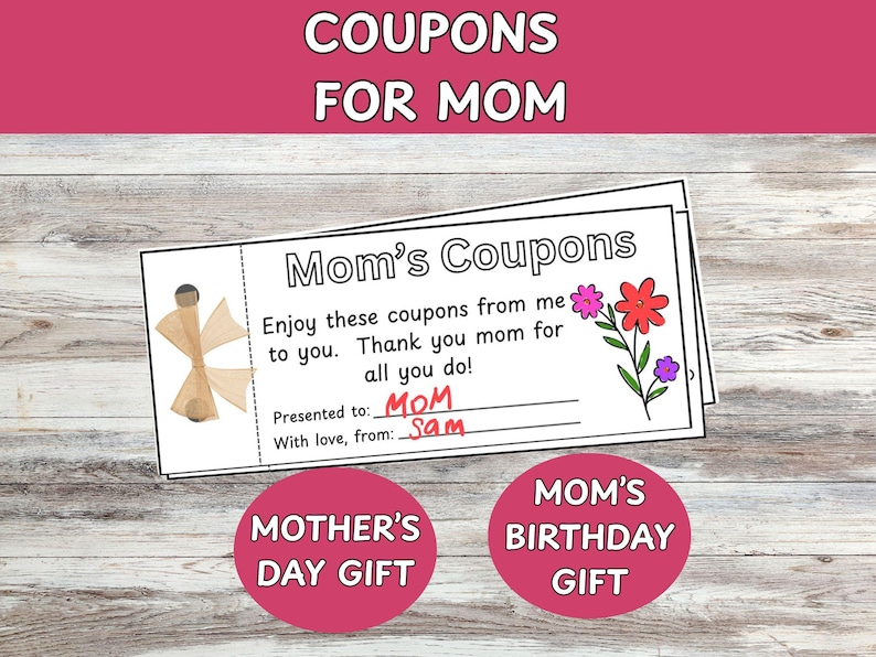 Mother's Day Coupon Book, Printable Mother's Day Coupons, Mother's Day ...