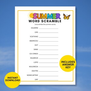 Summer Games, Printable Summer Game, Summer Activities, Summer Party ...