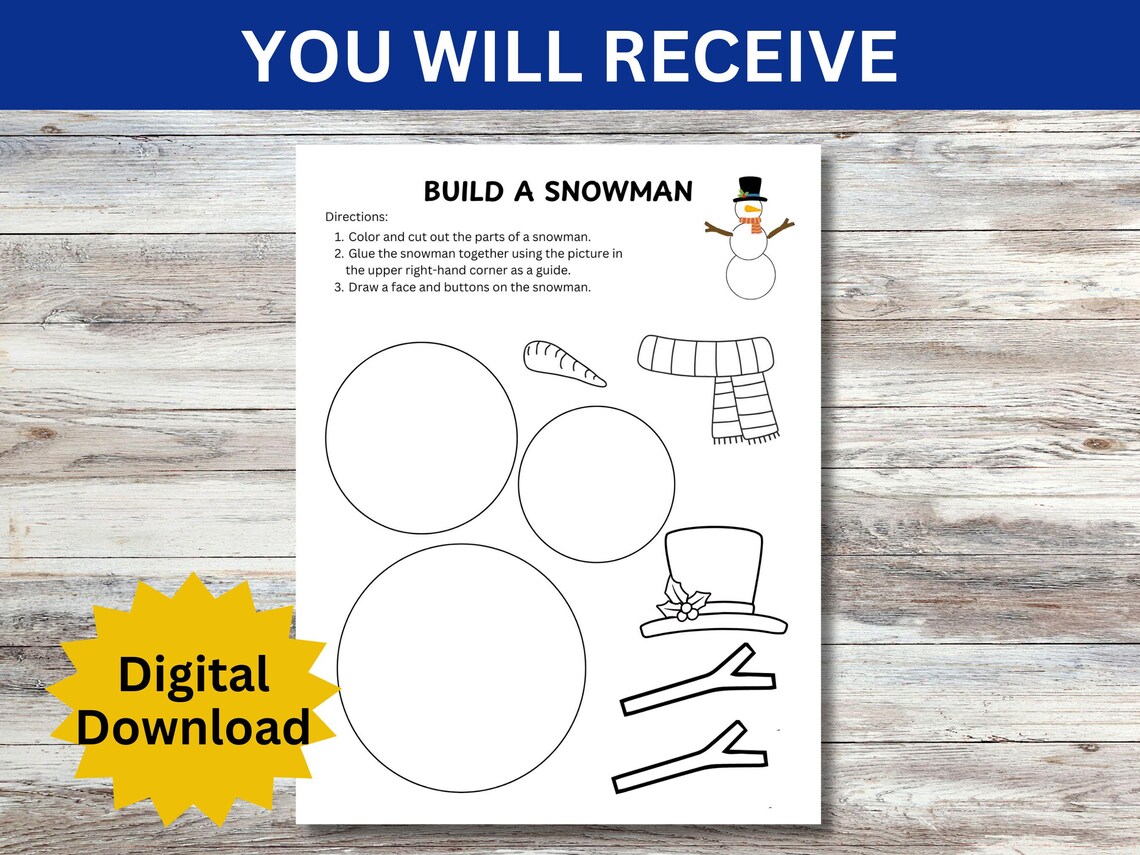 Build A Snowman Craft: Winter Printable Activity (PDF) - Etsy