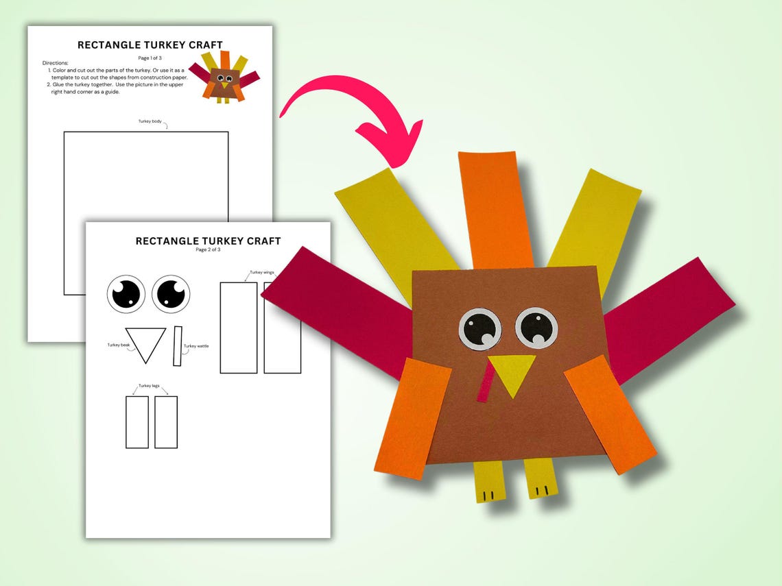 Shape Turkey Craft: Printable Thanksgiving Activity (PDF) - Etsy