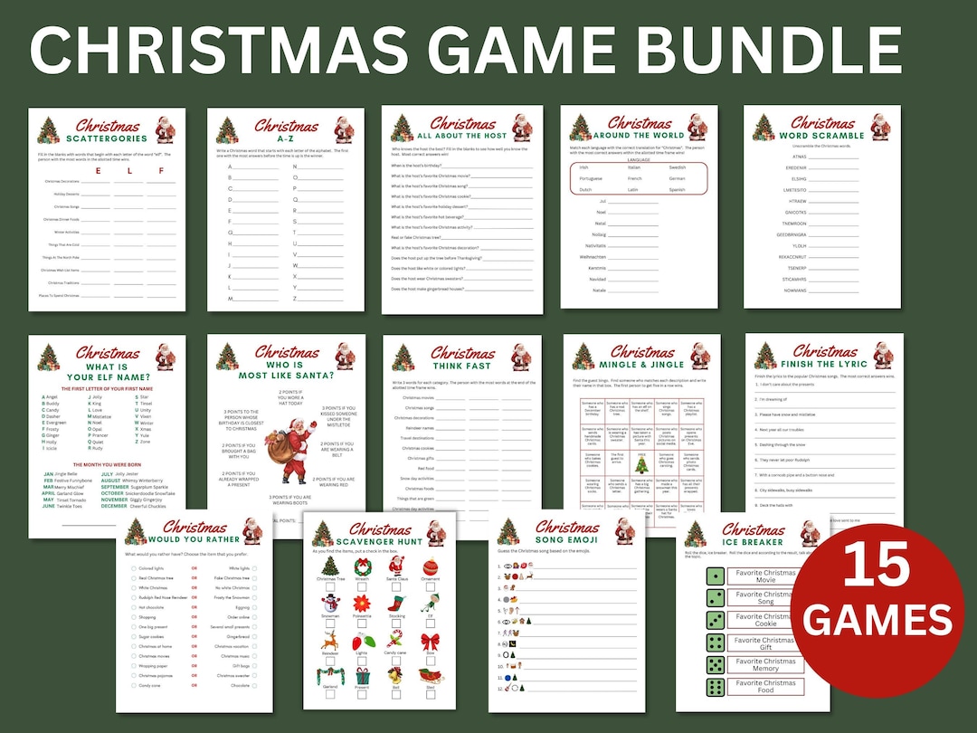 Christmas Game Bundle Printable Christmas Party Games Christmas Family ...