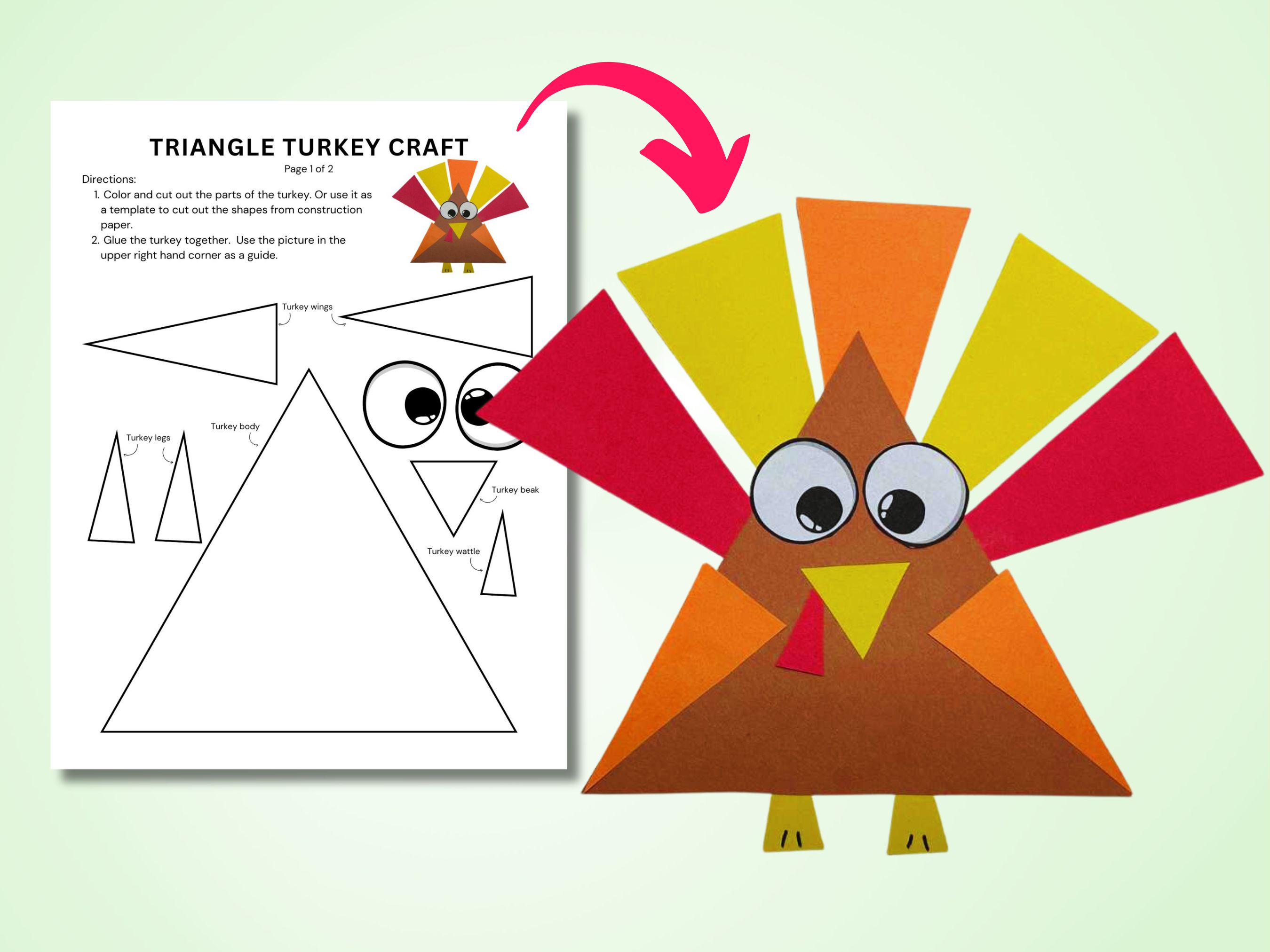 Triangle Turkey Craft: Printable Thanksgiving Activity (PDF Pattern) - Etsy