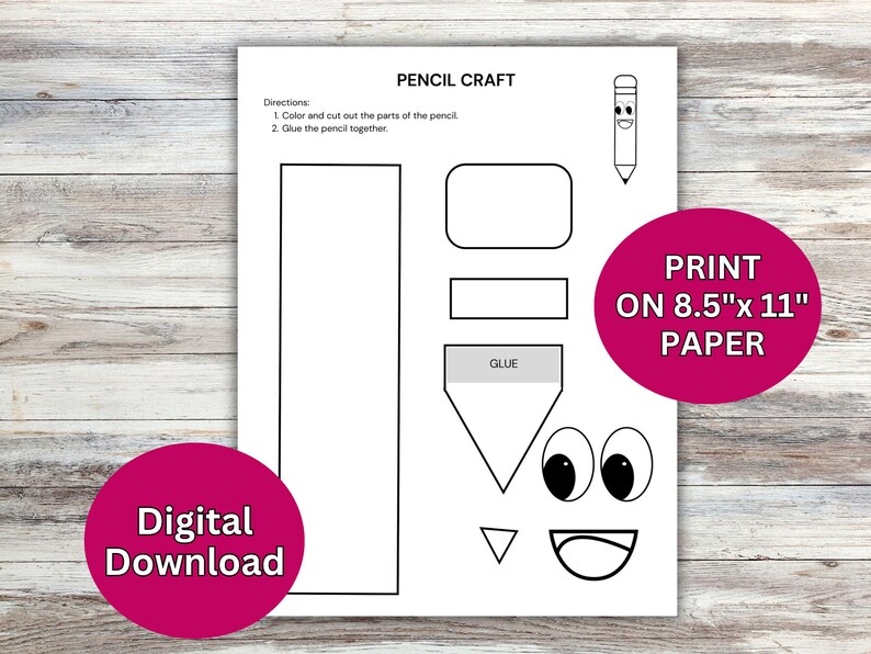Printable Pencil Craft for Kids: Back to School Cut & Paste Activity ...