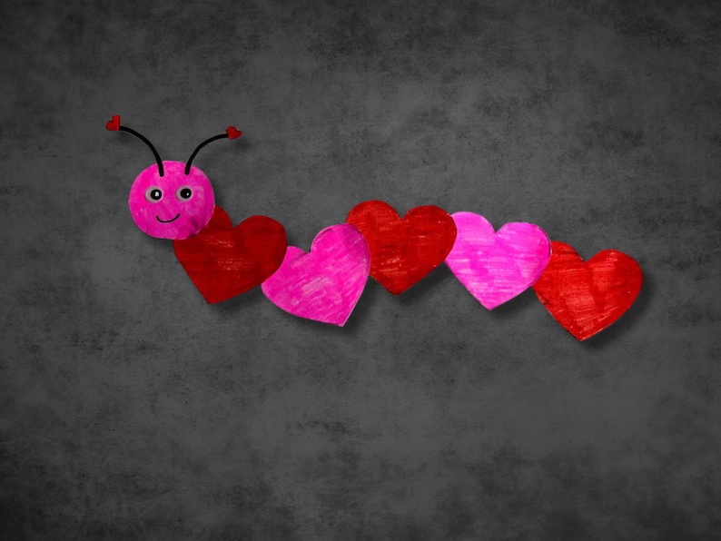 Heart Caterpillar Craft: Valentine's Day Kids Activity (PDF Pattern) - Etsy