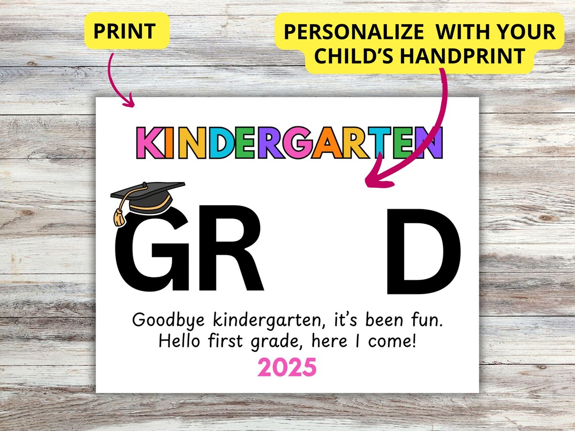 Kindergarten Graduation Handprint Art: DIY Keepsake (digital Download ...