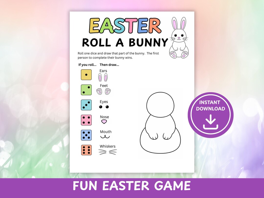 Roll a Bunny Easter Game Printable | Drawing Activity | Classroom ...