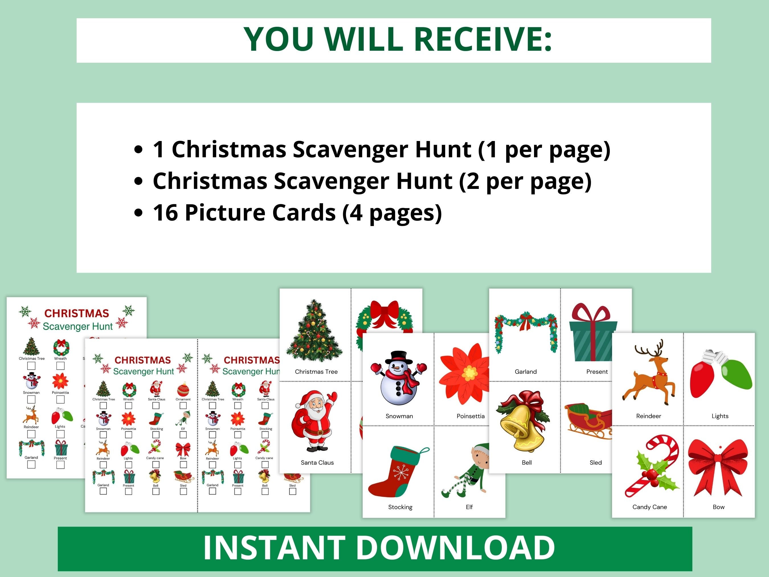 Christmas Scavenger Hunt Printable Holiday Scavenger Hunt for Kids ...