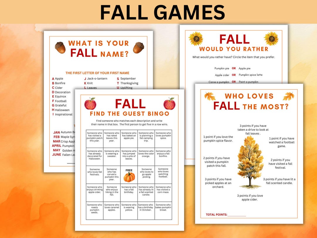 Fall Games, Fall Activities for Kids and Adults, Autumn Games, Fall ...