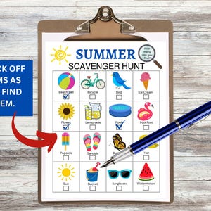 Summer Scavenger Hunt for Kids: Picture Card Game (PDF) - Etsy