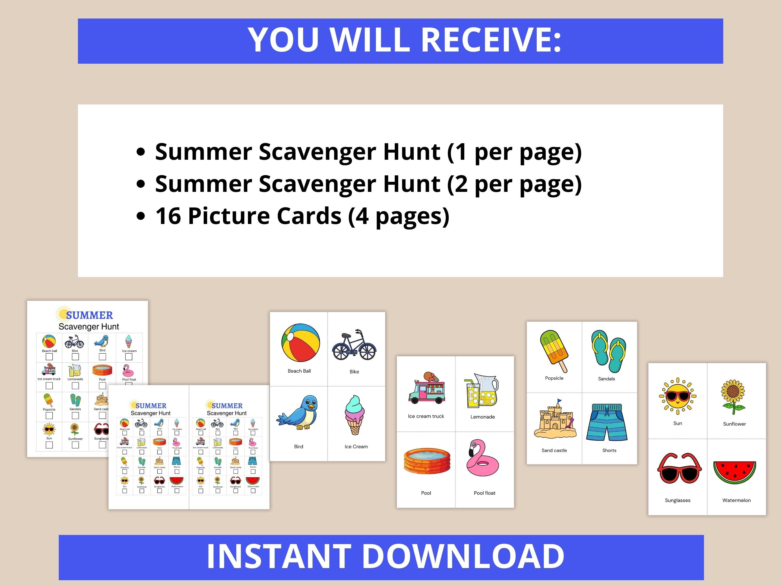 Summer Scavenger Hunt, Printable Summertime Scavenger Hunt, Summer Game ...