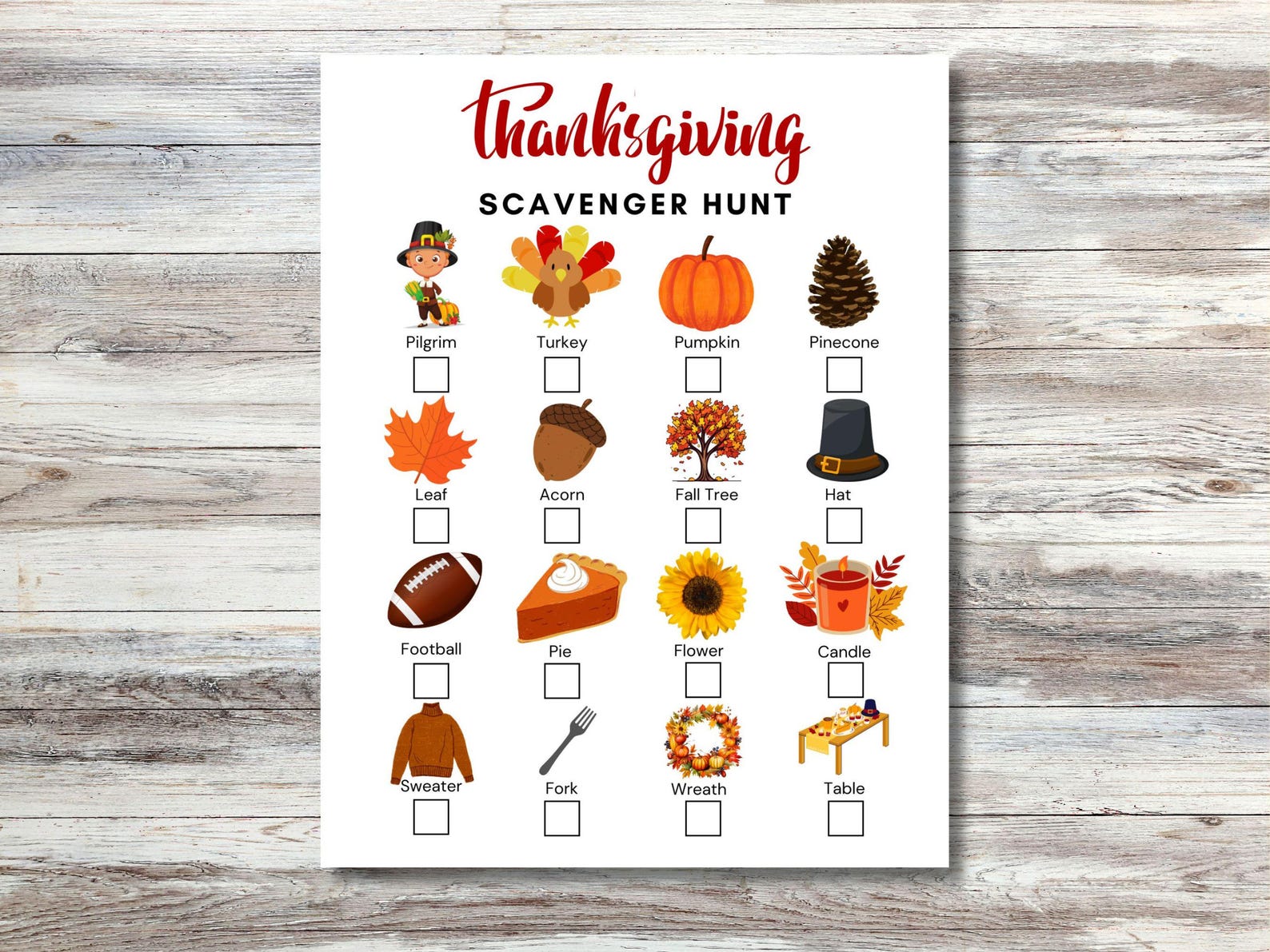 Thanksgiving Scavenger Hunt Printable, Thanksgiving Game, Picture Cards ...
