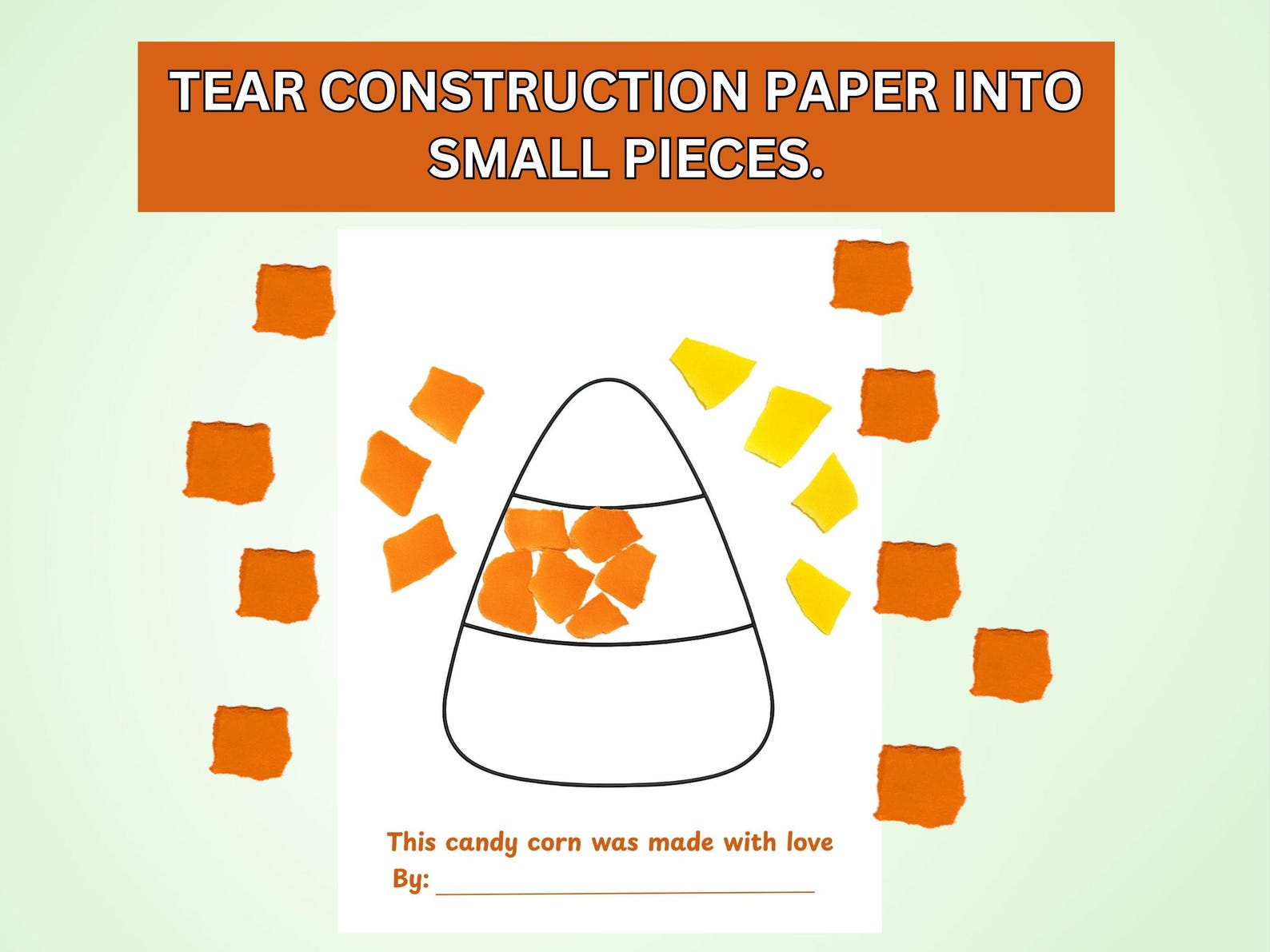 Torn Paper Candy Corn Craft Printable – Easy Halloween Craft for Kids ...