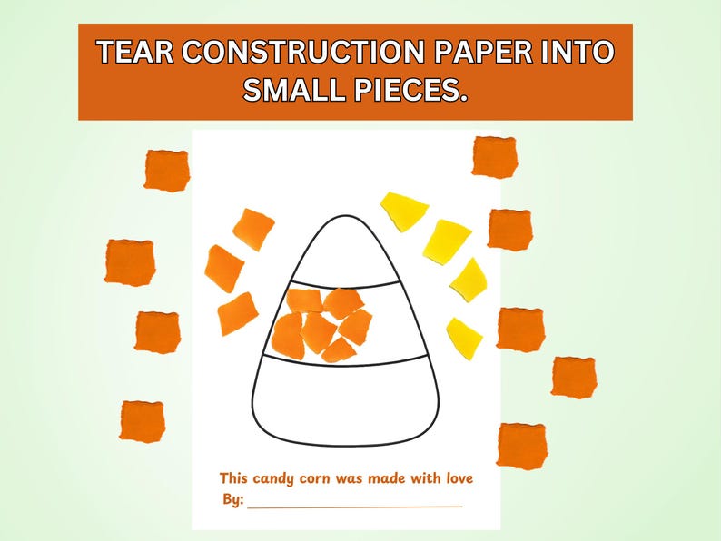 Torn Paper Candy Corn Craft Printable – Easy Halloween Craft for Kids ...