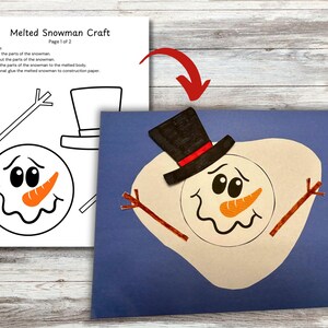 Melted Snowman Craft: Winter Kids Activity (printable PDF) - Etsy