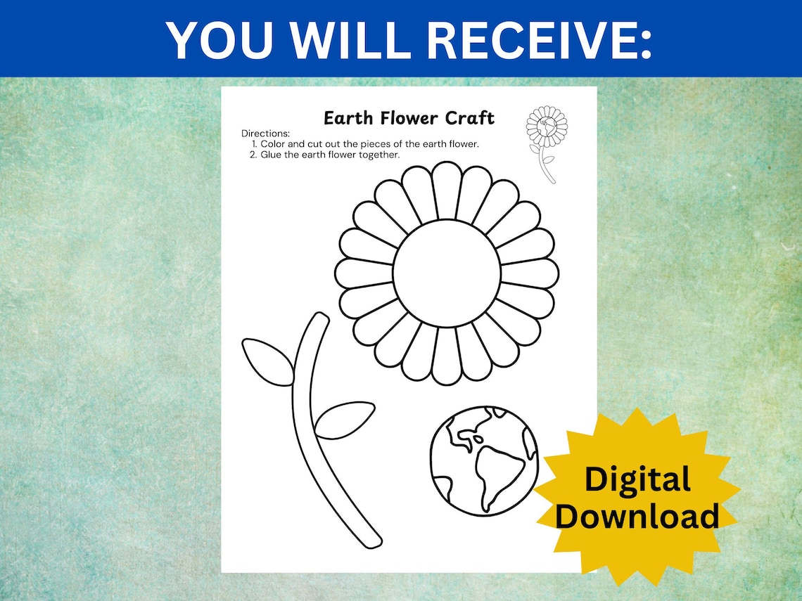Earth Day Flower Craft: Printable Kids Activity (PDF) - Etsy