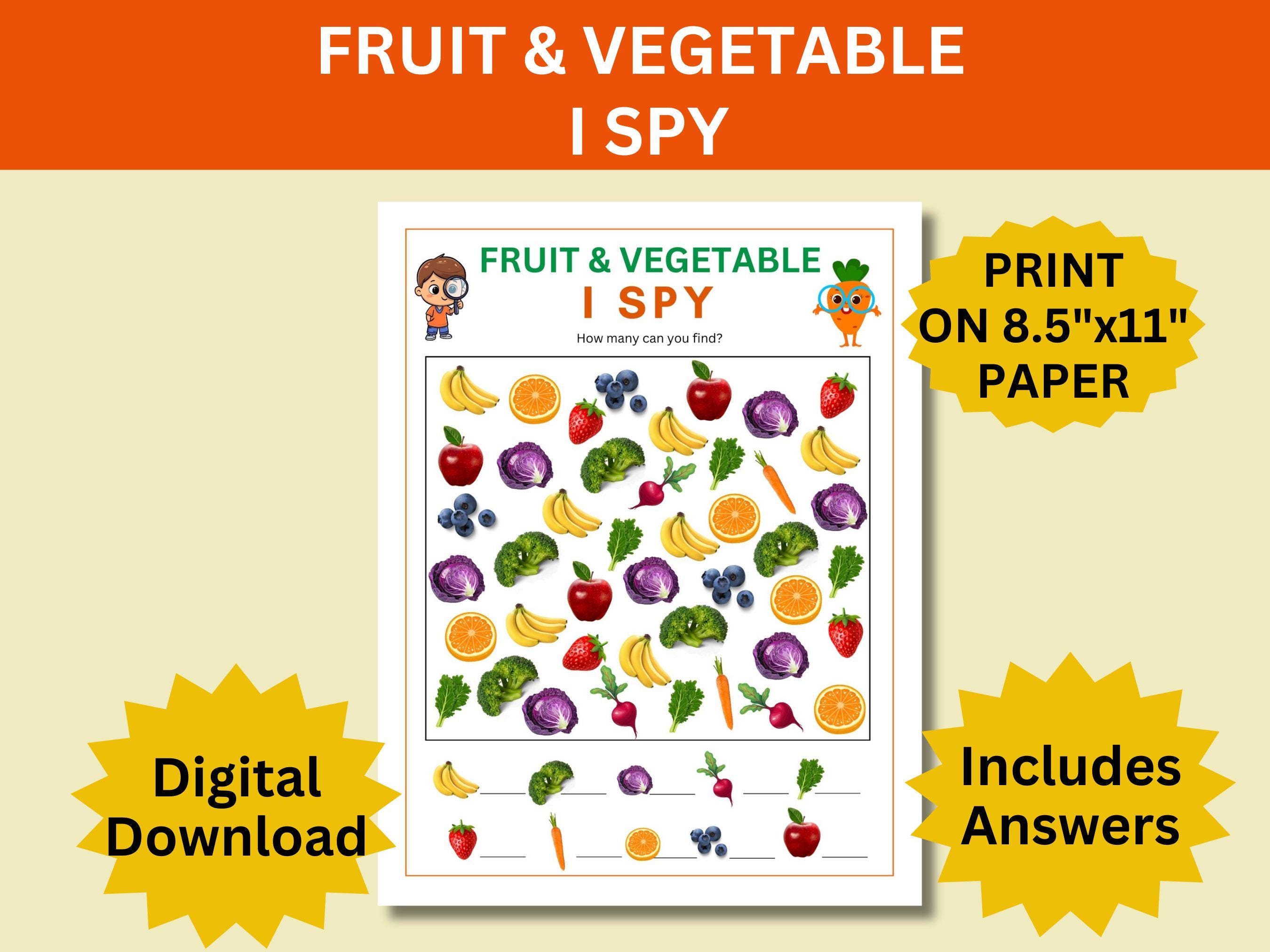 Fruit and Vegetable I Spy Worksheet, Fruit Activity, Vegetable Activity ...