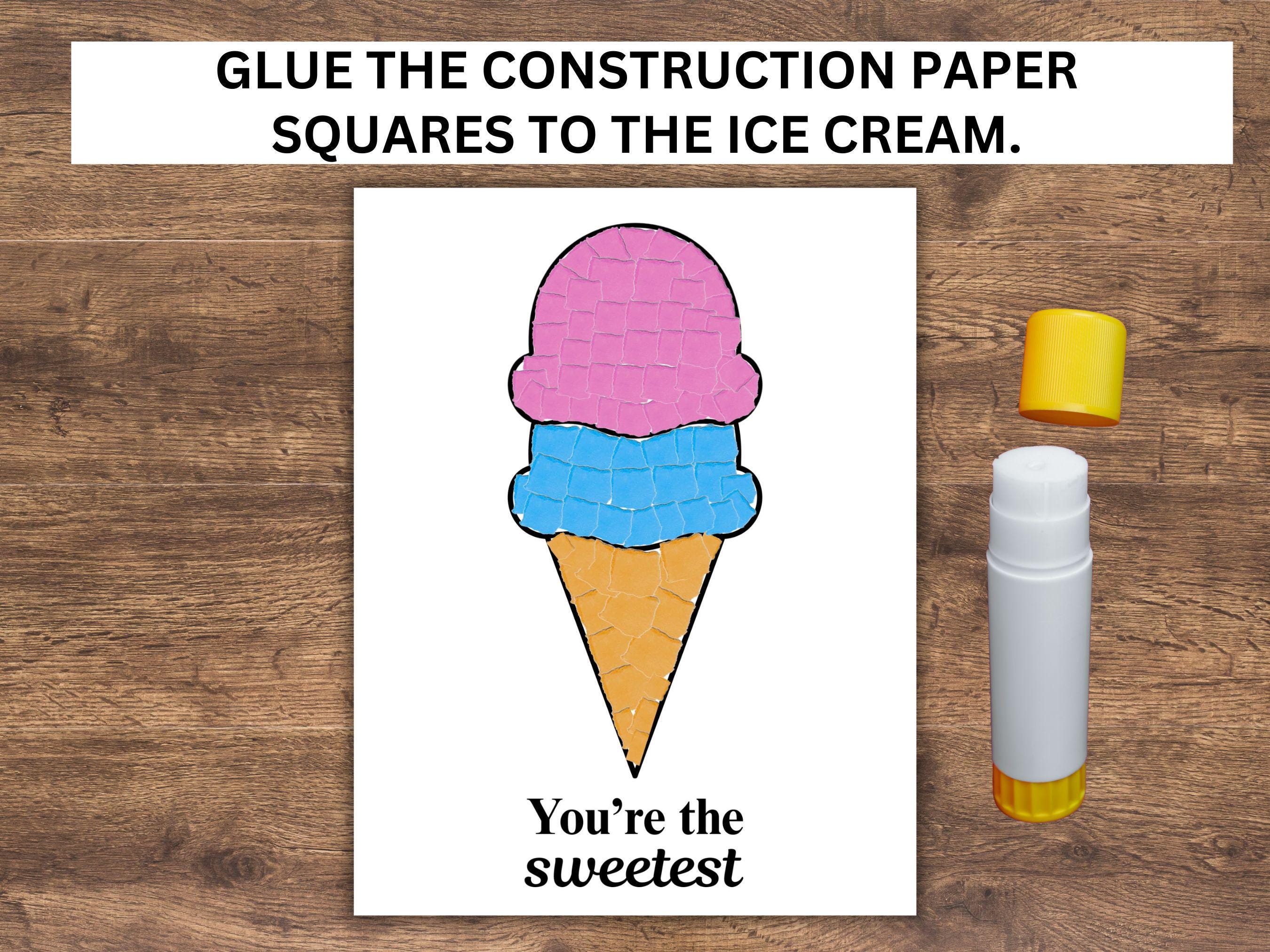 Torn Paper Ice Cream Craft: Summer Art Activity for Kids (PDF Pattern ...