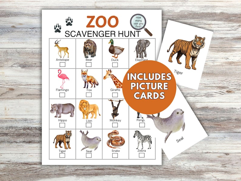 Zoo Scavenger Hunt for Kids, Zoo Activity, Zoo Game, Zoo Treasure Hunt ...