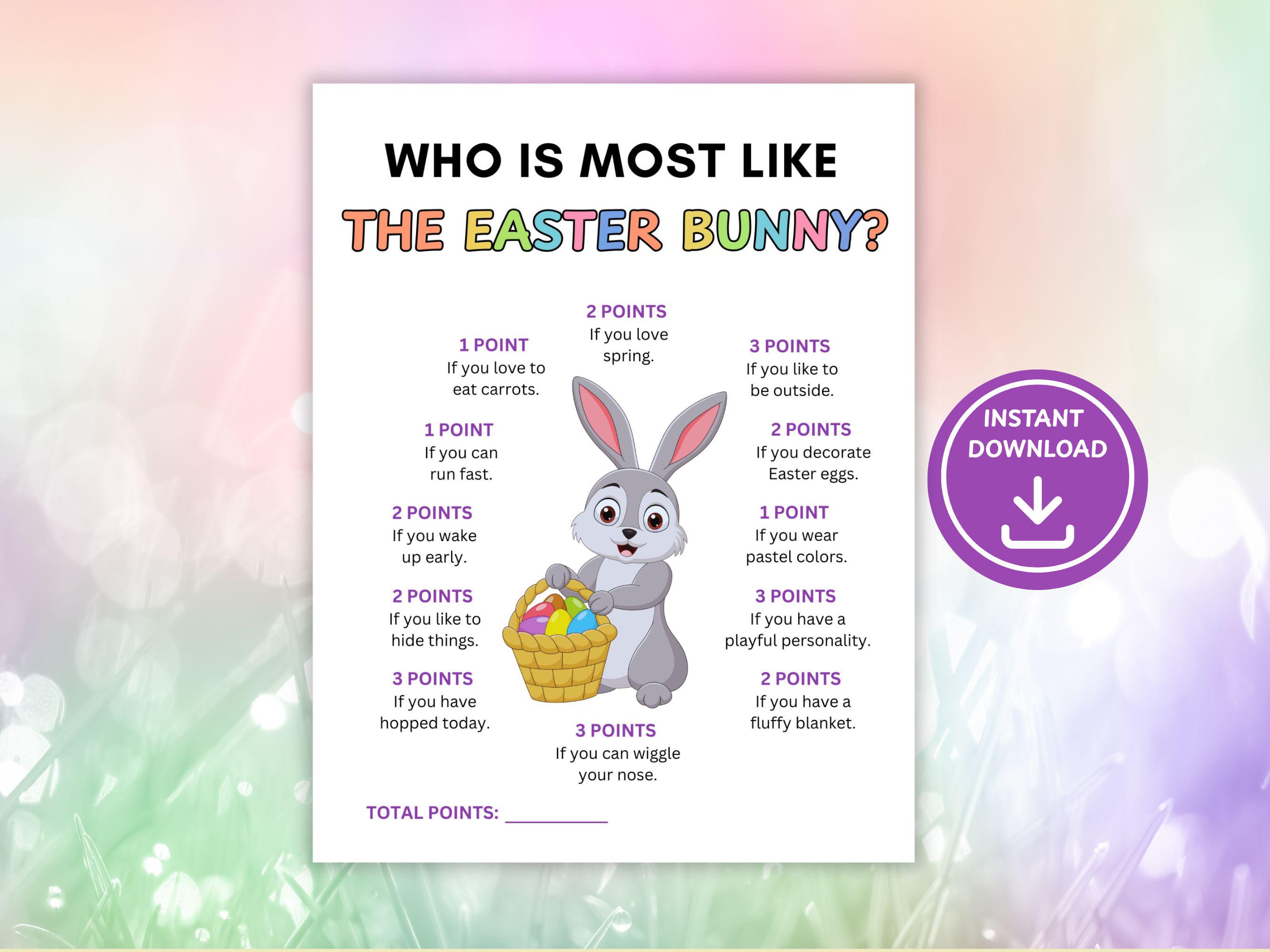 Most Like the Easter Bunny Game | Easter Party Game | Family Game ...