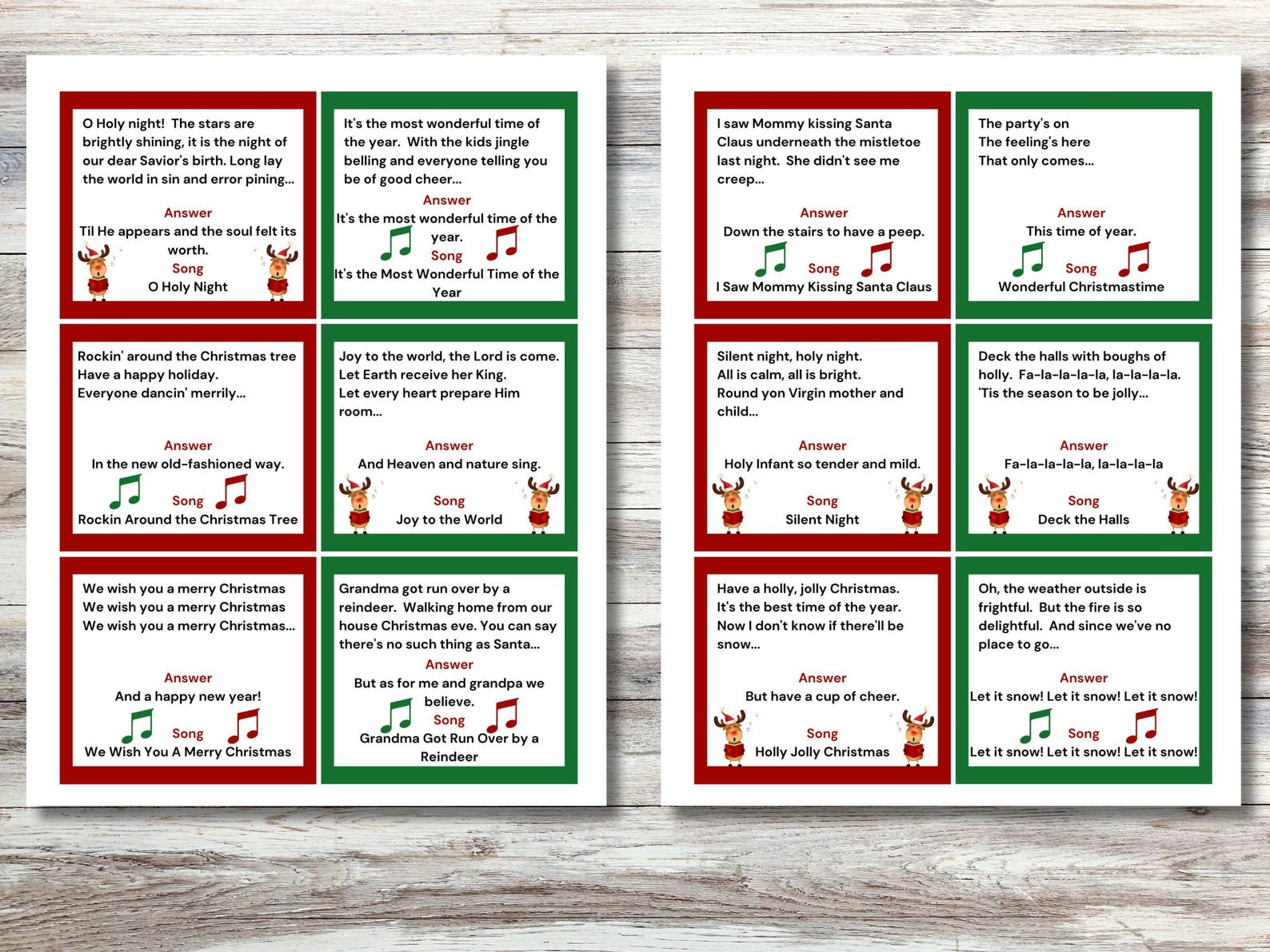 Christmas Carol Lyric Game: Printable Holiday Party Activity (PDF) - Etsy