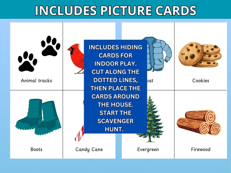 Winter Scavenger Hunt Printable: Nature Activity, Picture Cards (PDF ...