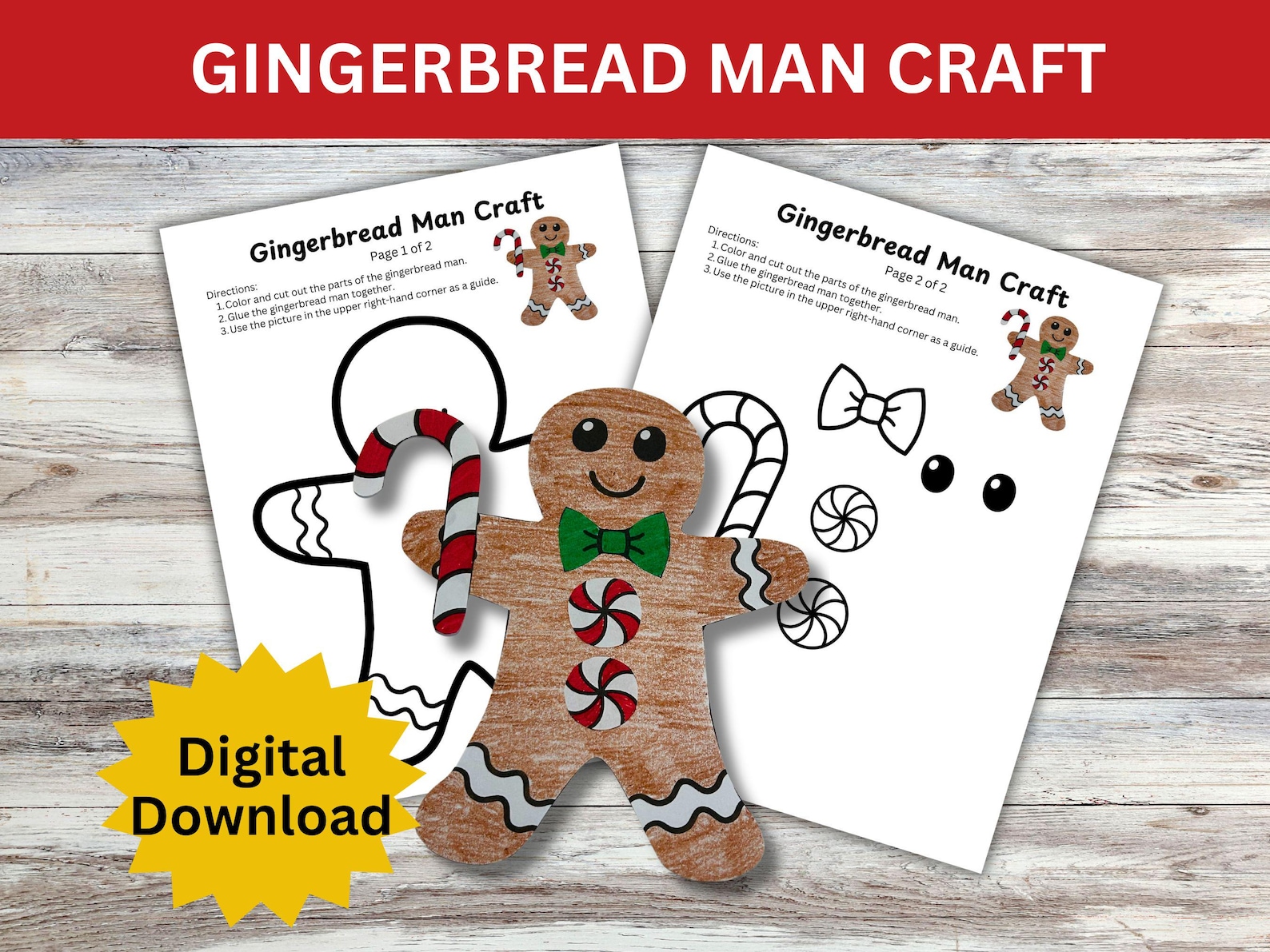 Gingerbread Man Craft for Kids, Printable Build a Gingerbread ...