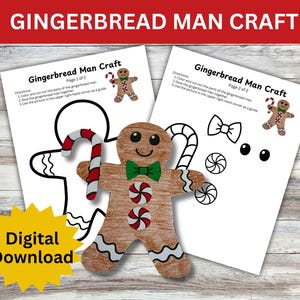 Gingerbread Man Craft for Kids, Printable Build a Gingerbread ...