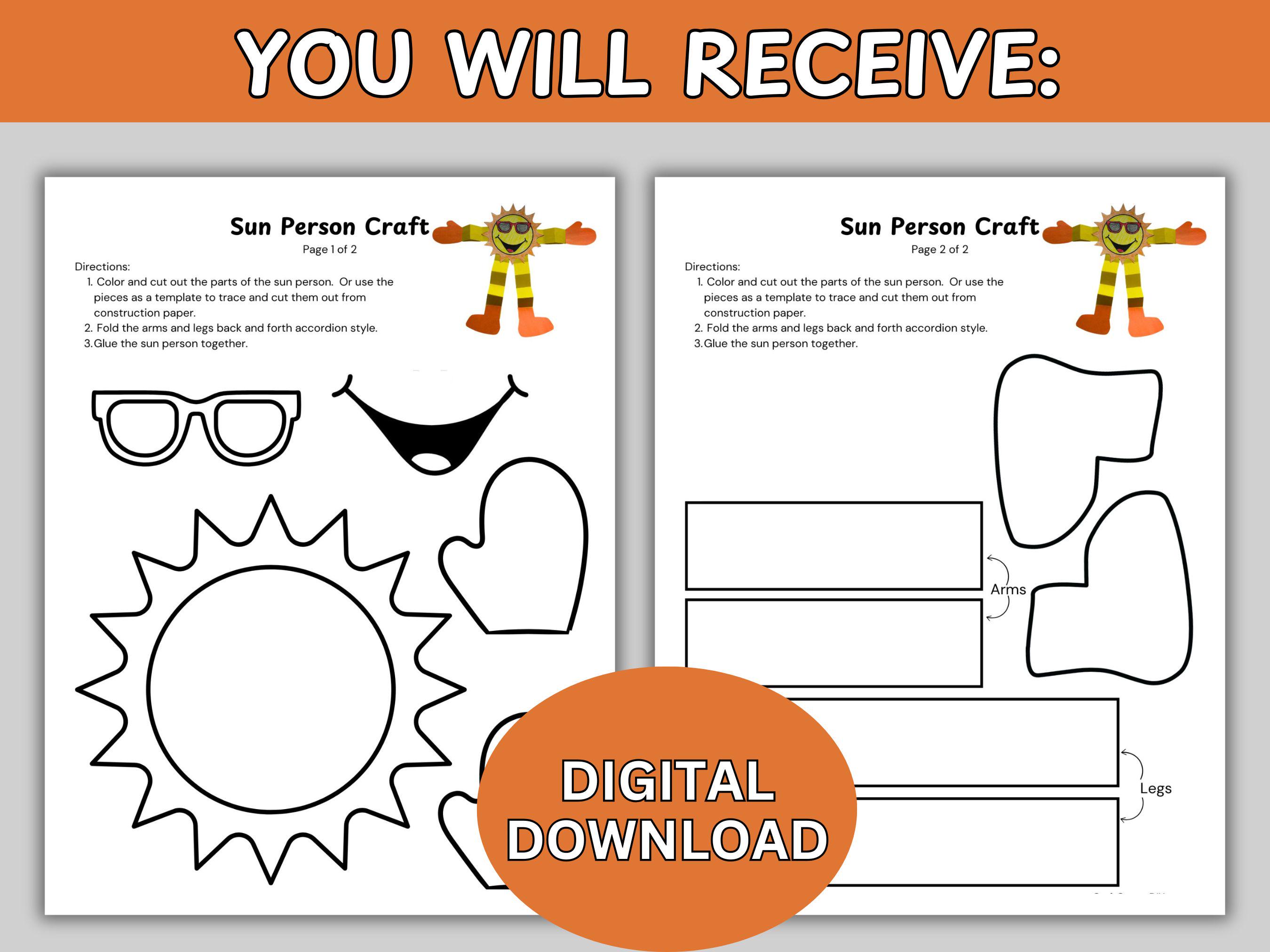 Sun Person Craft: Printable Summer Activity for Kids (PDF Download) - Etsy