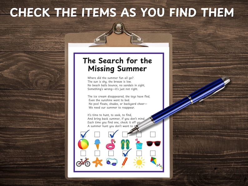 Summer Scavenger Hunt, Summer Treasure Hunt, Summer Party Game, Summer ...