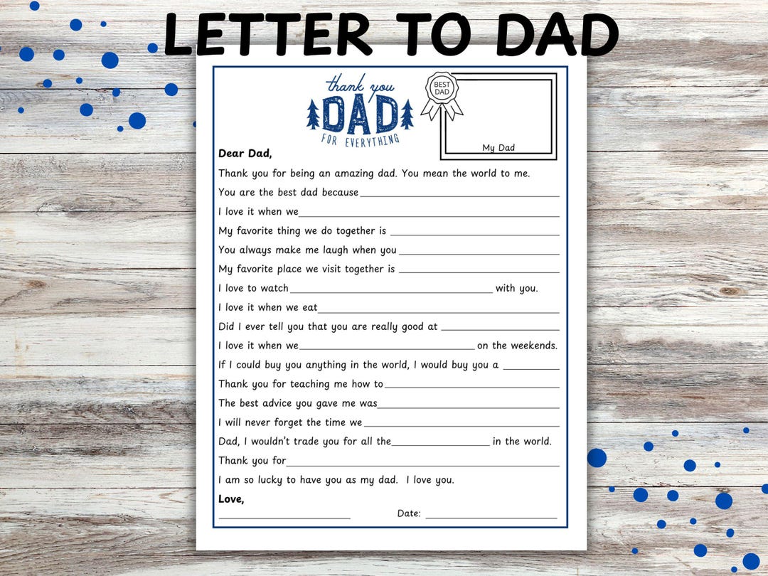 Father's Day Printable Letter, Father's Day Gift From Kids, Father's ...