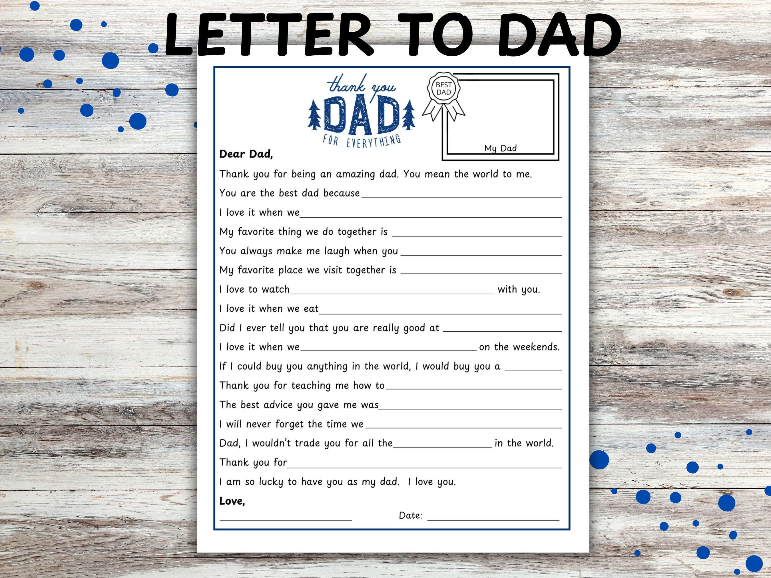 Father's Day Printable Letter, Father's Day Gift From Kids, Father's ...