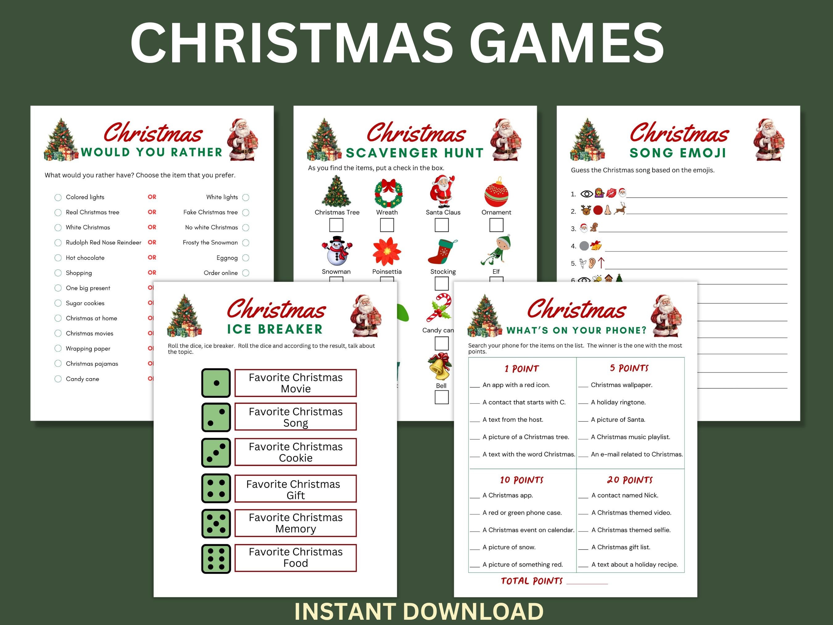 Christmas Game Bundle Printable Christmas Party Games - Etsy