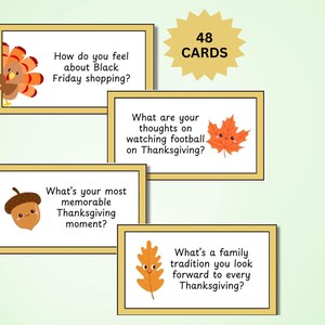 Thanksgiving Conversation Starter Cards: Holiday Dinner Activity (PDF ...