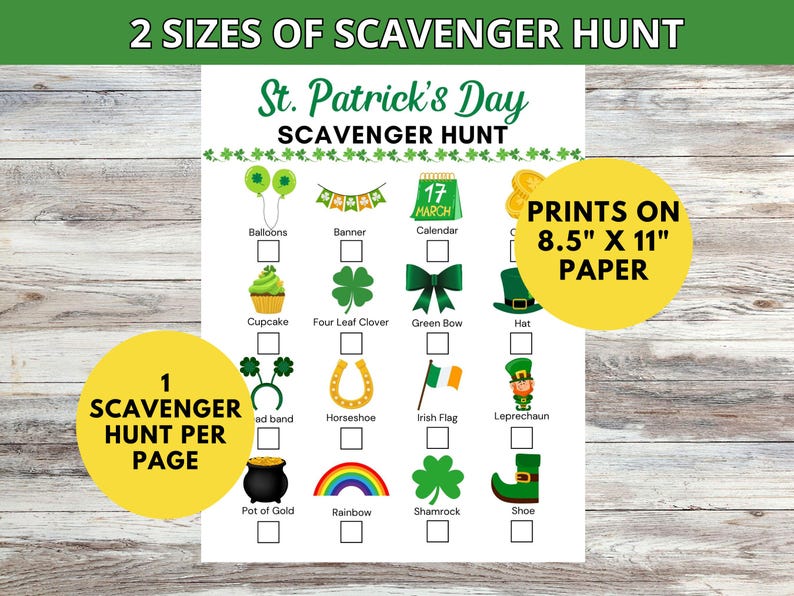 St. Patrick's Day Scavenger Hunt: Printable Kids Activity With Hiding ...